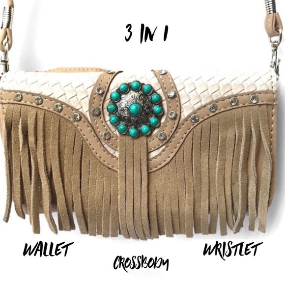 ValMarie | Bags | New Western Tassel Trim Faux Suede Gorgeous Hand ...